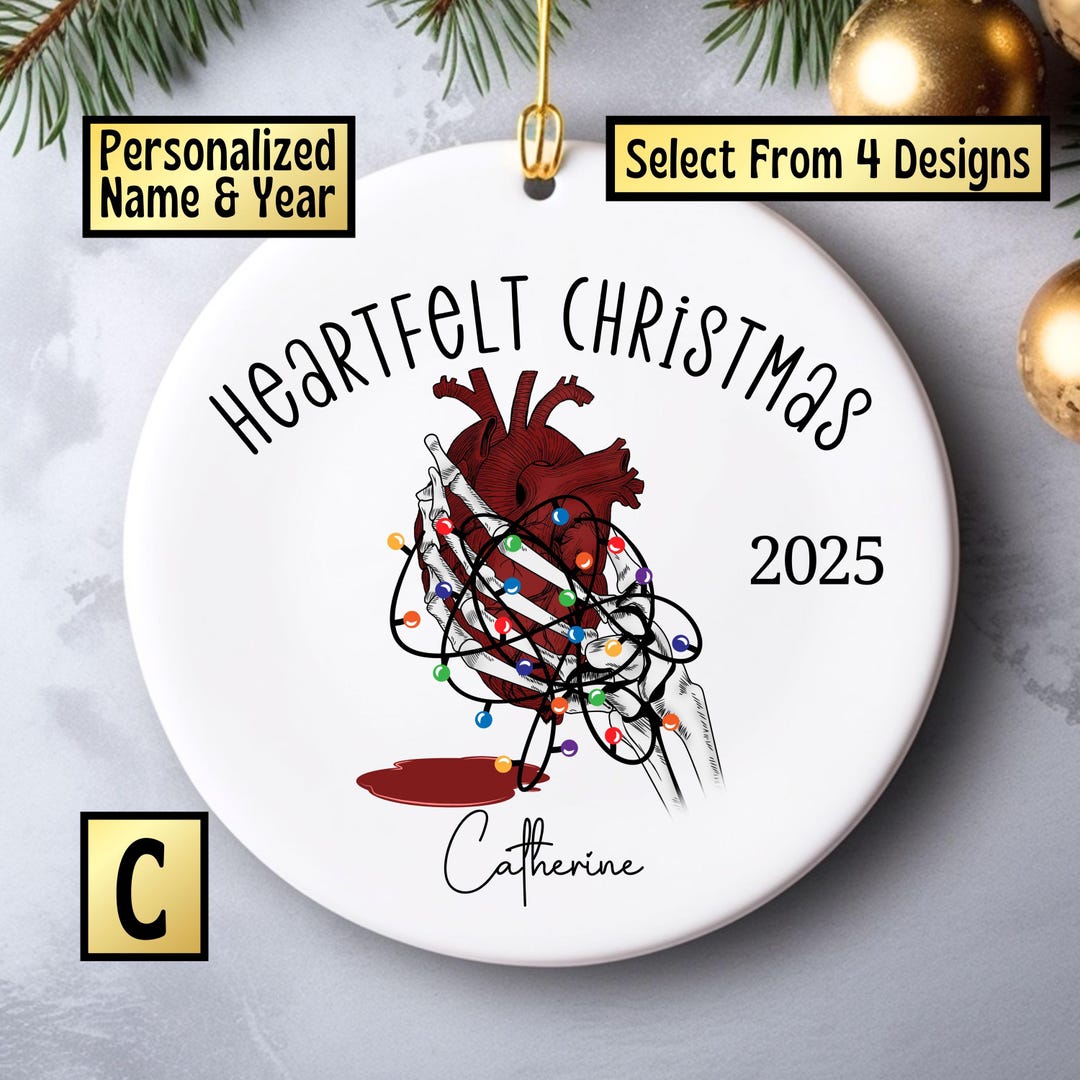 Personalized Funny Skeleton Ceramic Christmas Ornament, Customizable ...