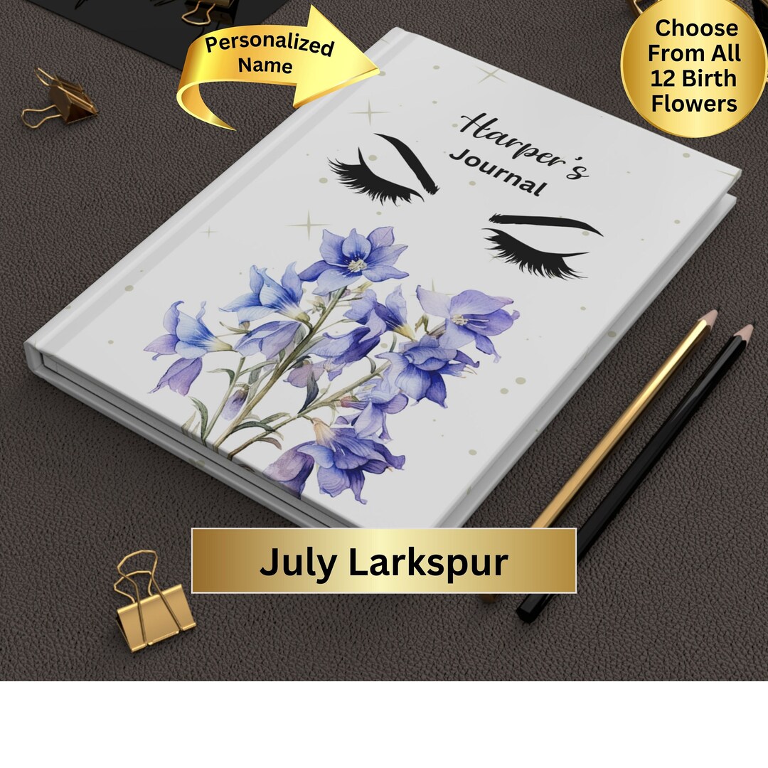 Personalized Birth Flower Journal Birthday Gift for Her, Custom Name ...