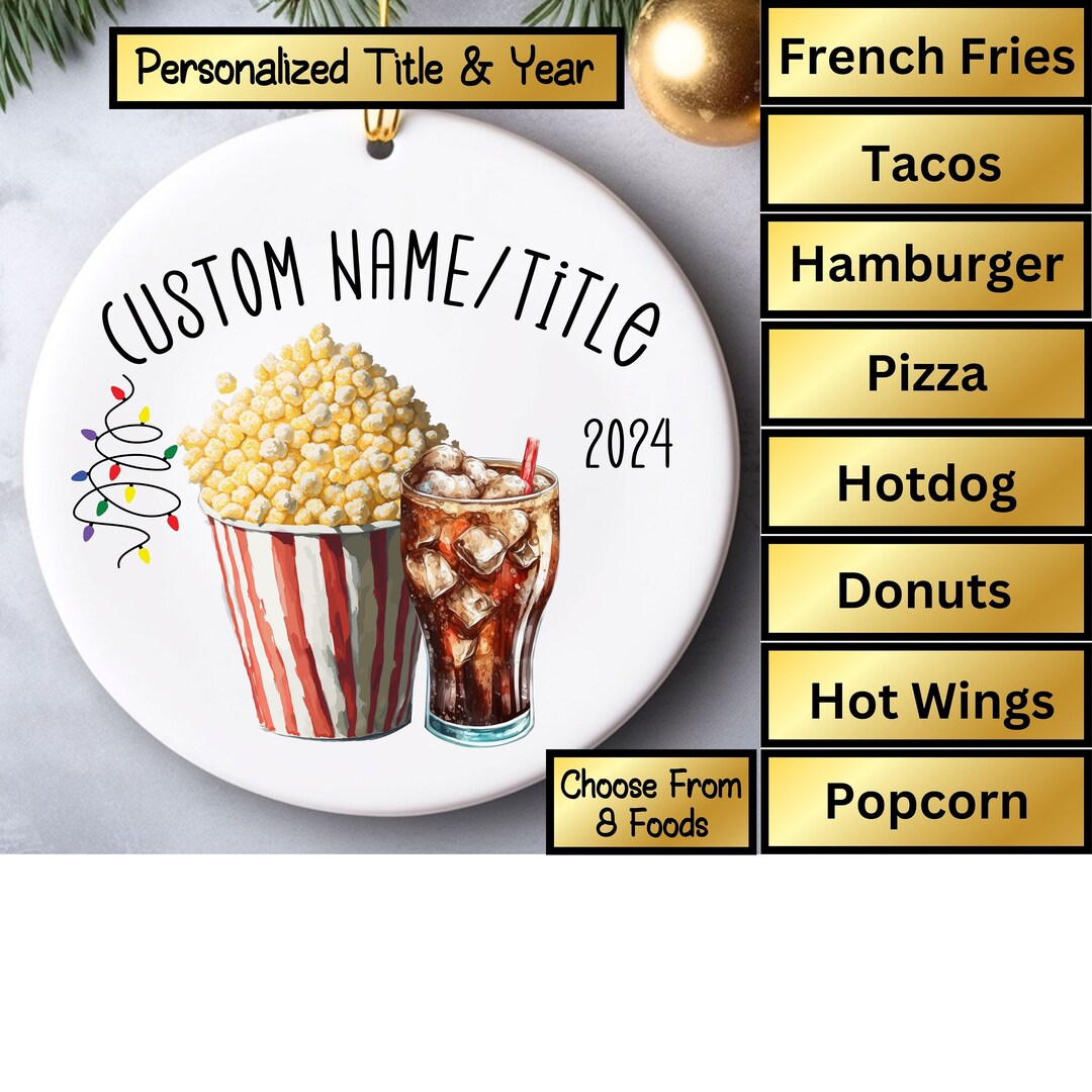 Personalized Popcorn Ceramic Christmas Ornament Gift, Custom Keepsake ...