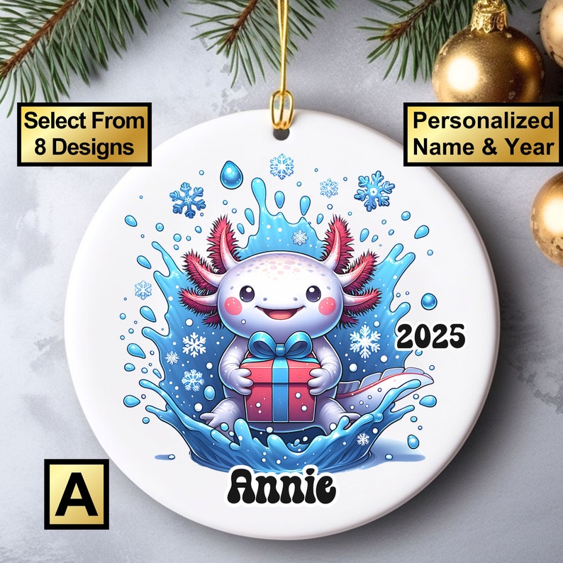 Personalized Cute Axolotl Lover Ceramic Christmas Ornament Gift ...