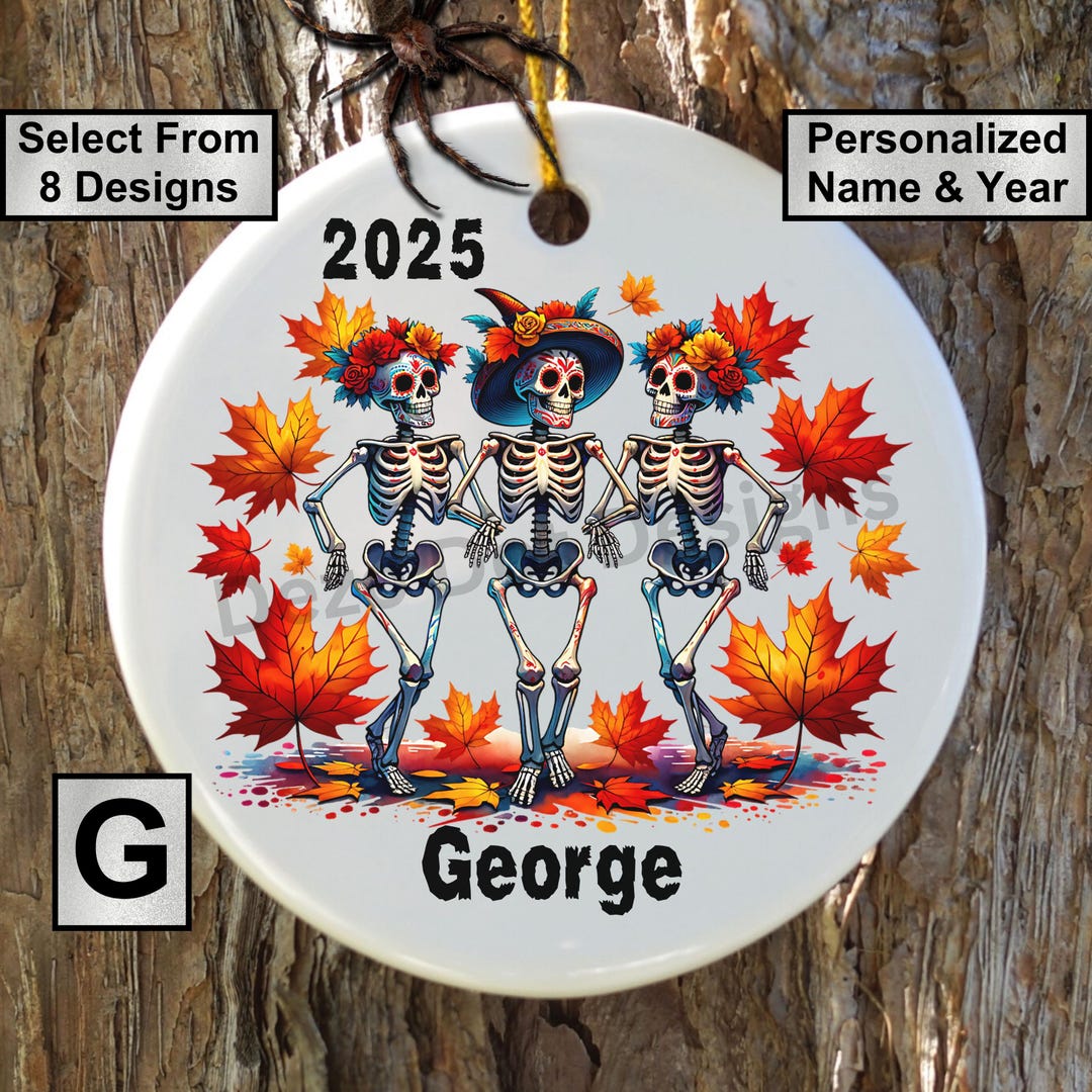 Personalized Latin and Day of the Dead Ceramic Halloween Ornament Gift ...