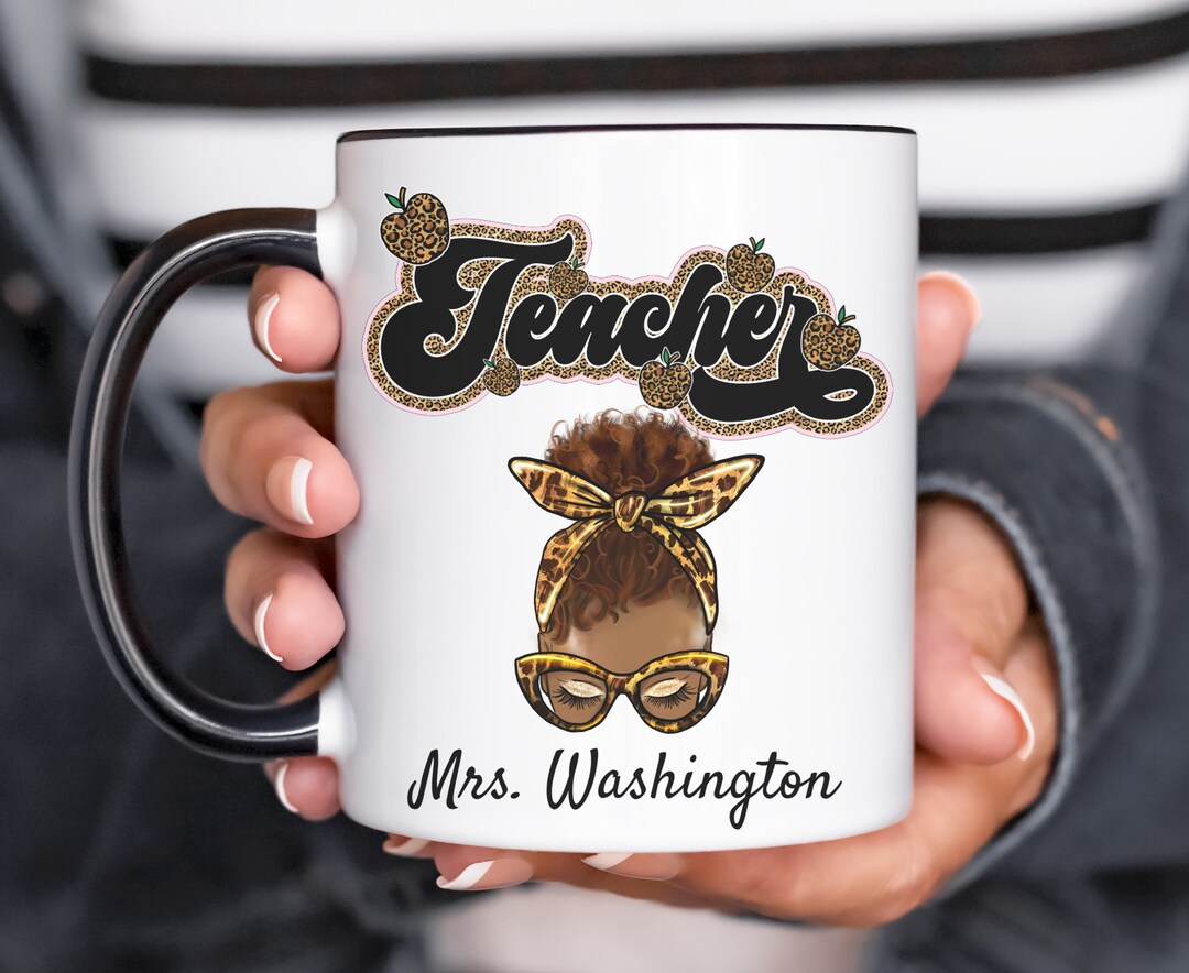 Personalized Teacher Mug Back to School Gift, Messy Bun Teacher Cup ...