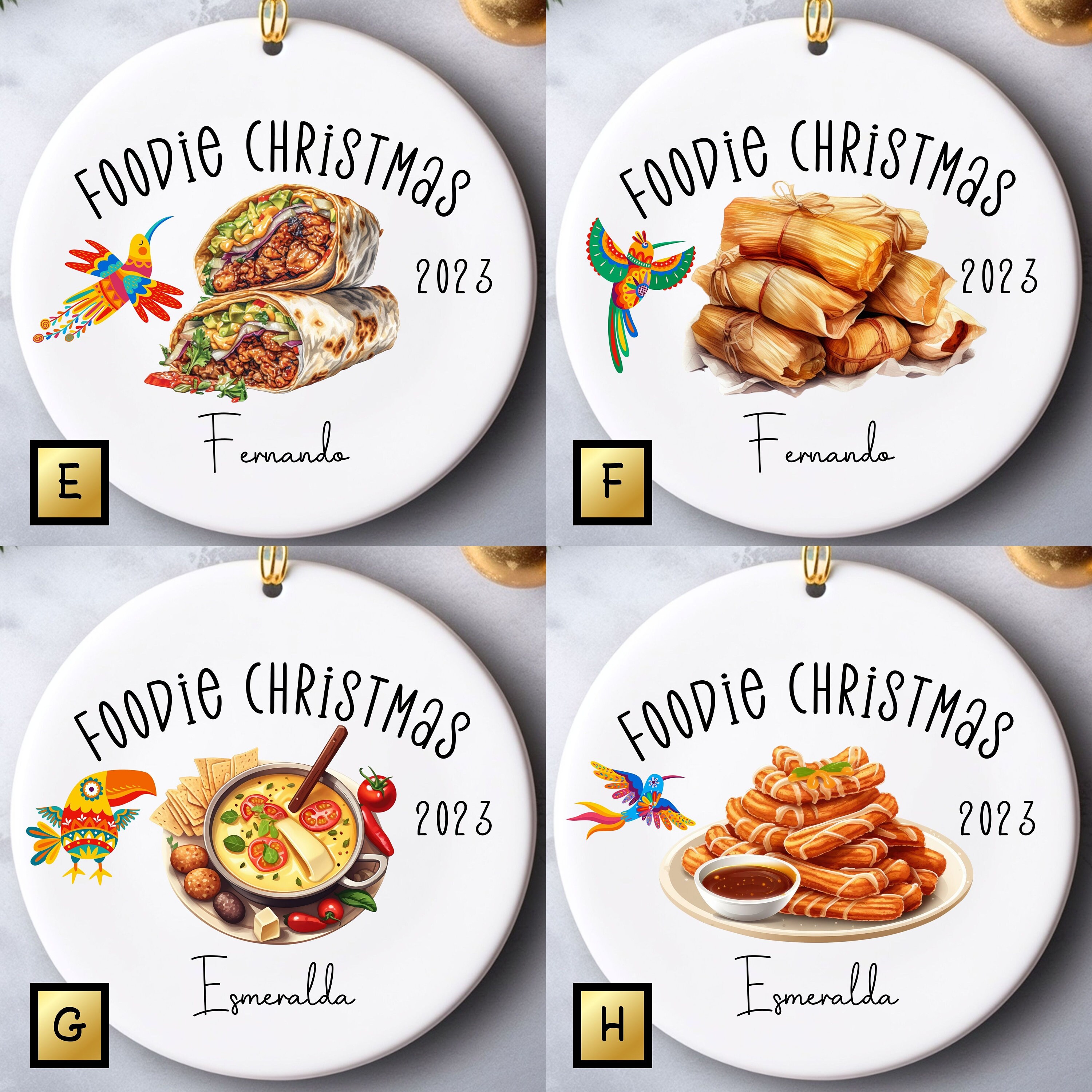 Personalized Mexican Food Ceramic Christmas Ornament Gift - Etsy