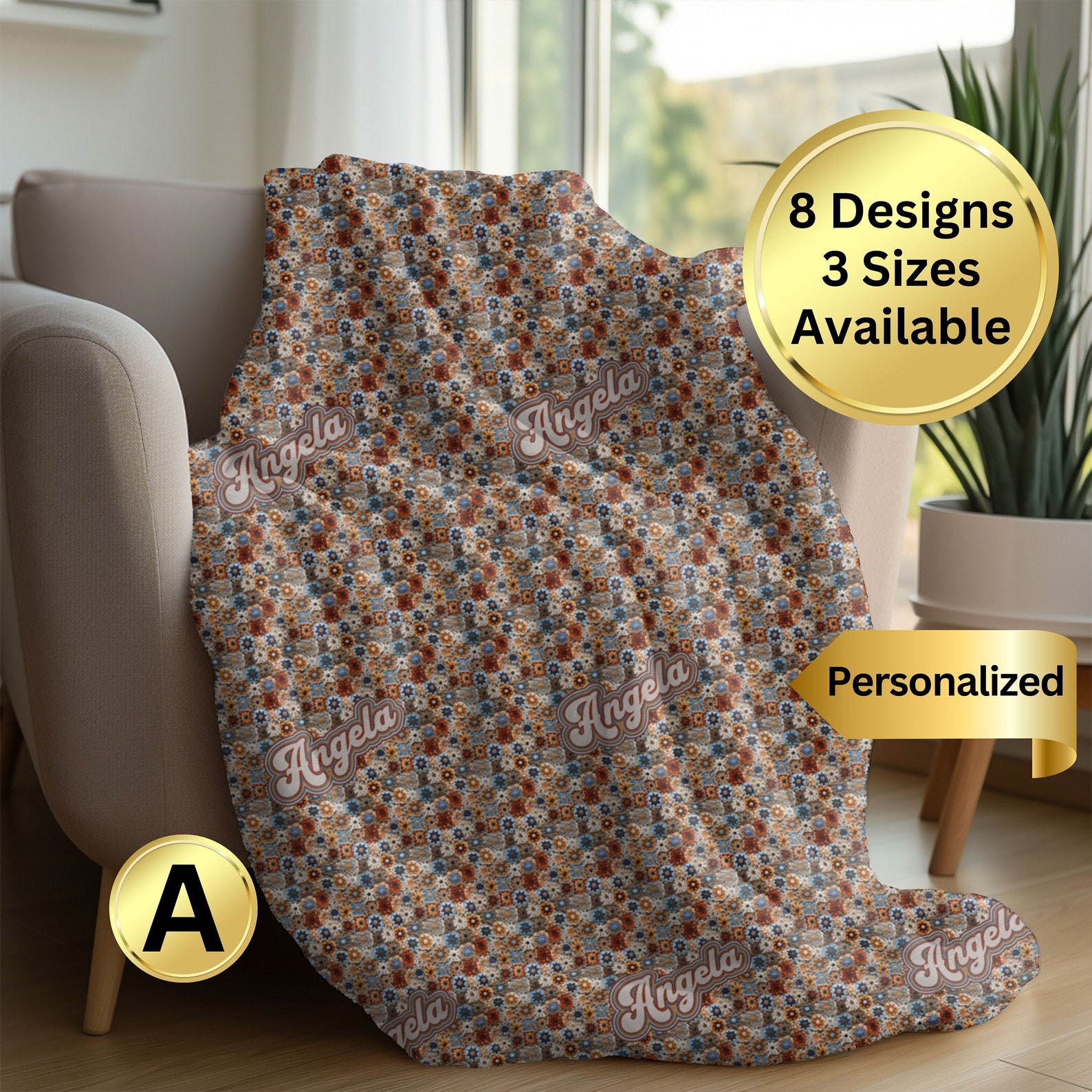 Personalized Crochet Pattern Sublimation Blanket Birthday Gift, Custom ...