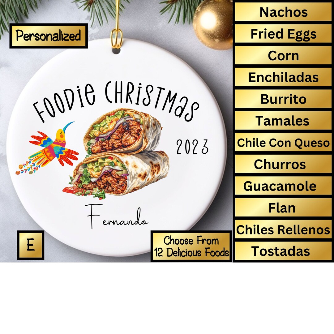 Personalized Mexican Food Ceramic Christmas Ornament Gift, Custom ...