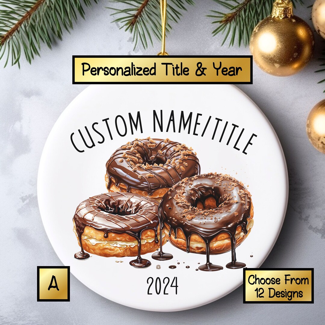 Personalized Donut Ceramic Christmas Ornament Gift, Custom Keepsake for ...