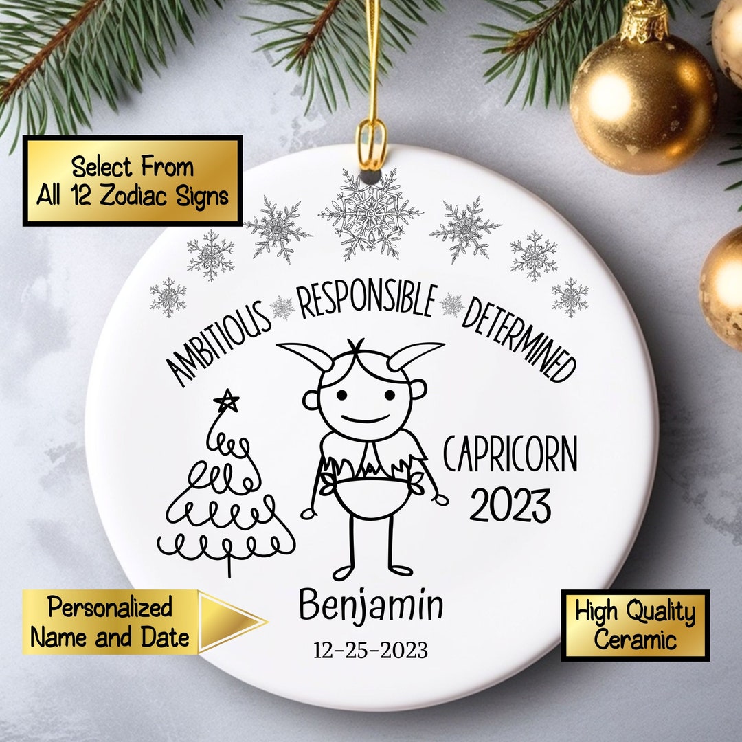 Capricorn Baby Boy Personalized Zodiac Sign Ceramic Christmas - Etsy