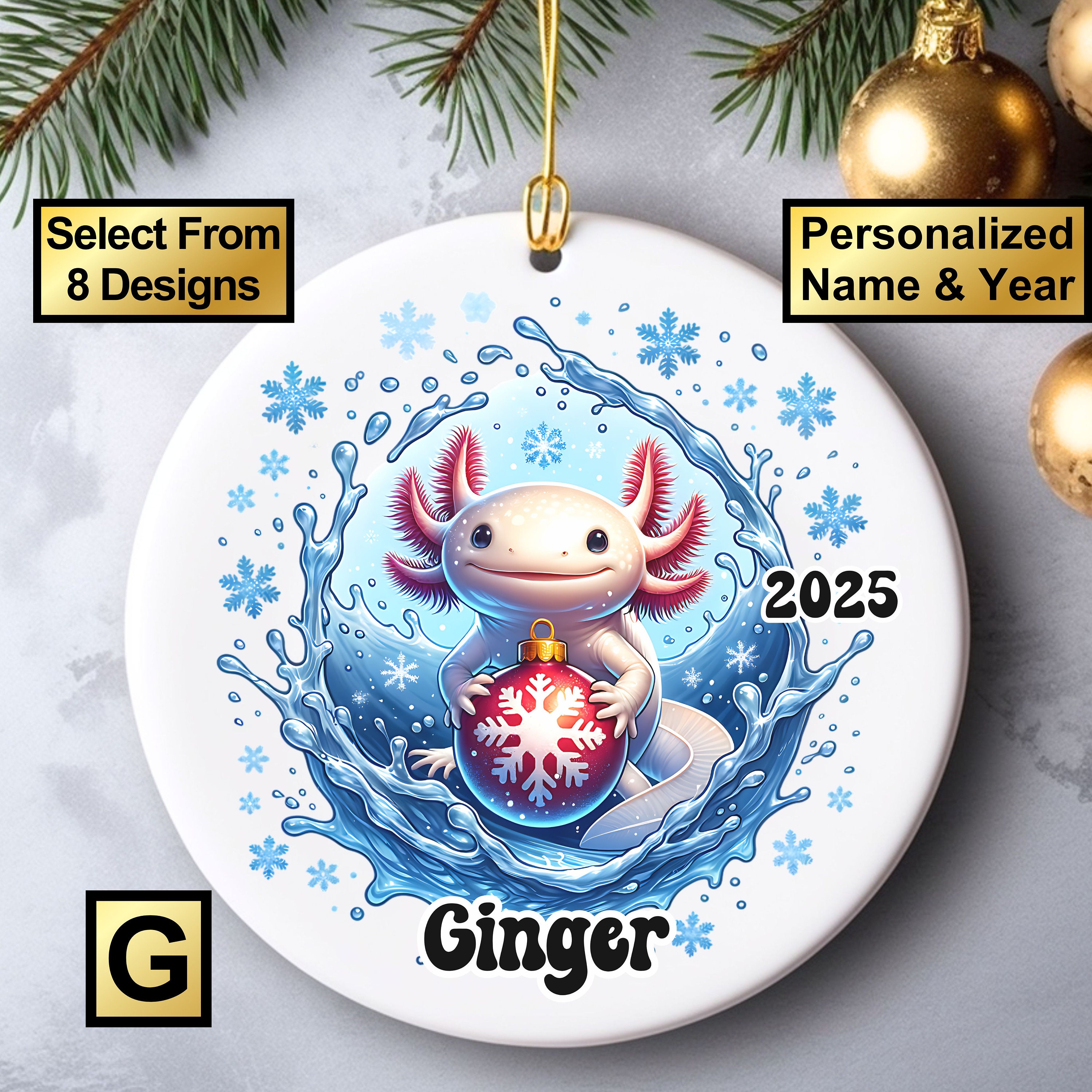 Personalized Cute Axolotl Lover Ceramic Christmas Ornament Gift ...