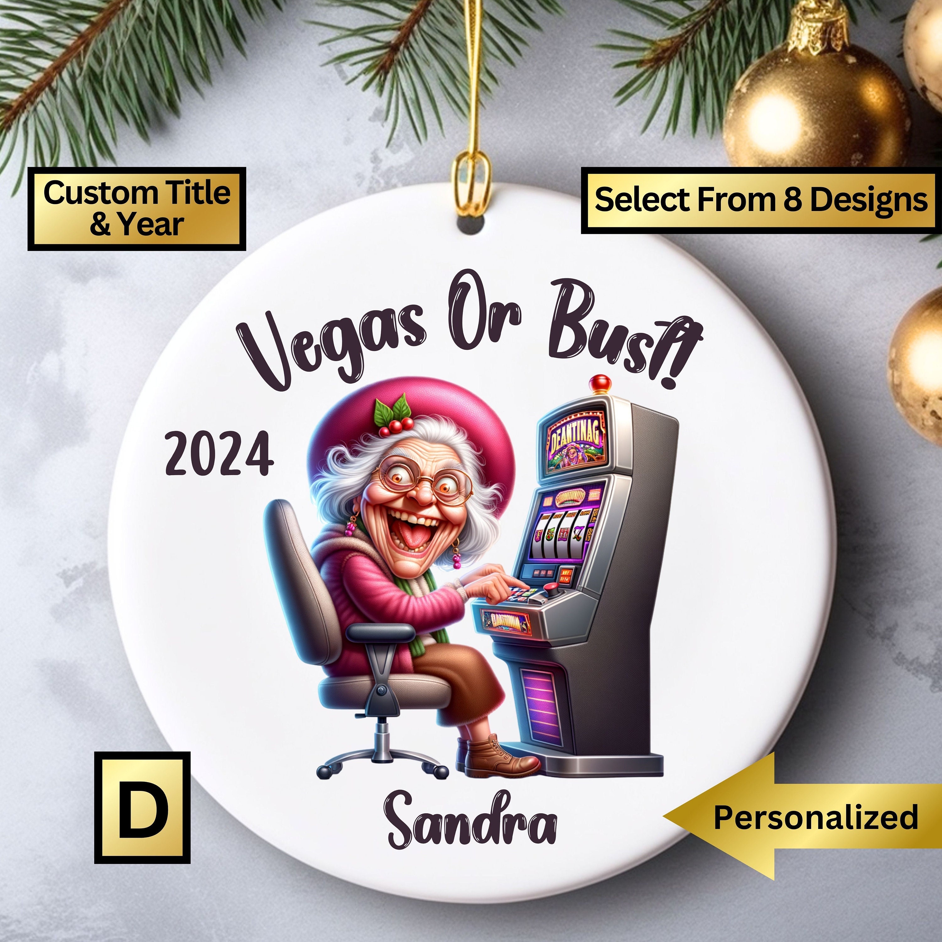 Personalized Funny Grandma Gambling Christmas Ornament Gift ...