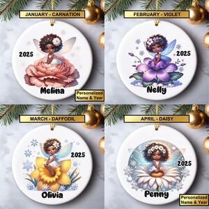 Personalized Ceramic Cute Black Fairy on October Birth Month Flower ...