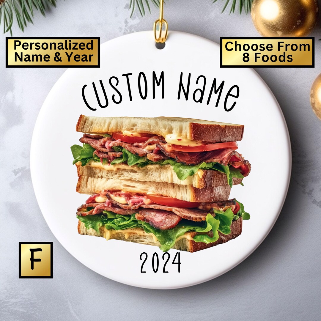 Personalized BLT Sandwich Ceramic Christmas Ornament Gift, Custom ...