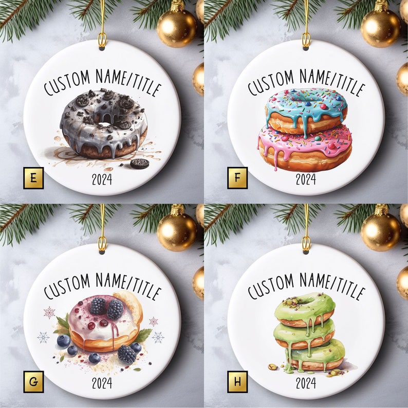Personalized Donut Ceramic Christmas Ornament Gift, Custom Keepsake for ...