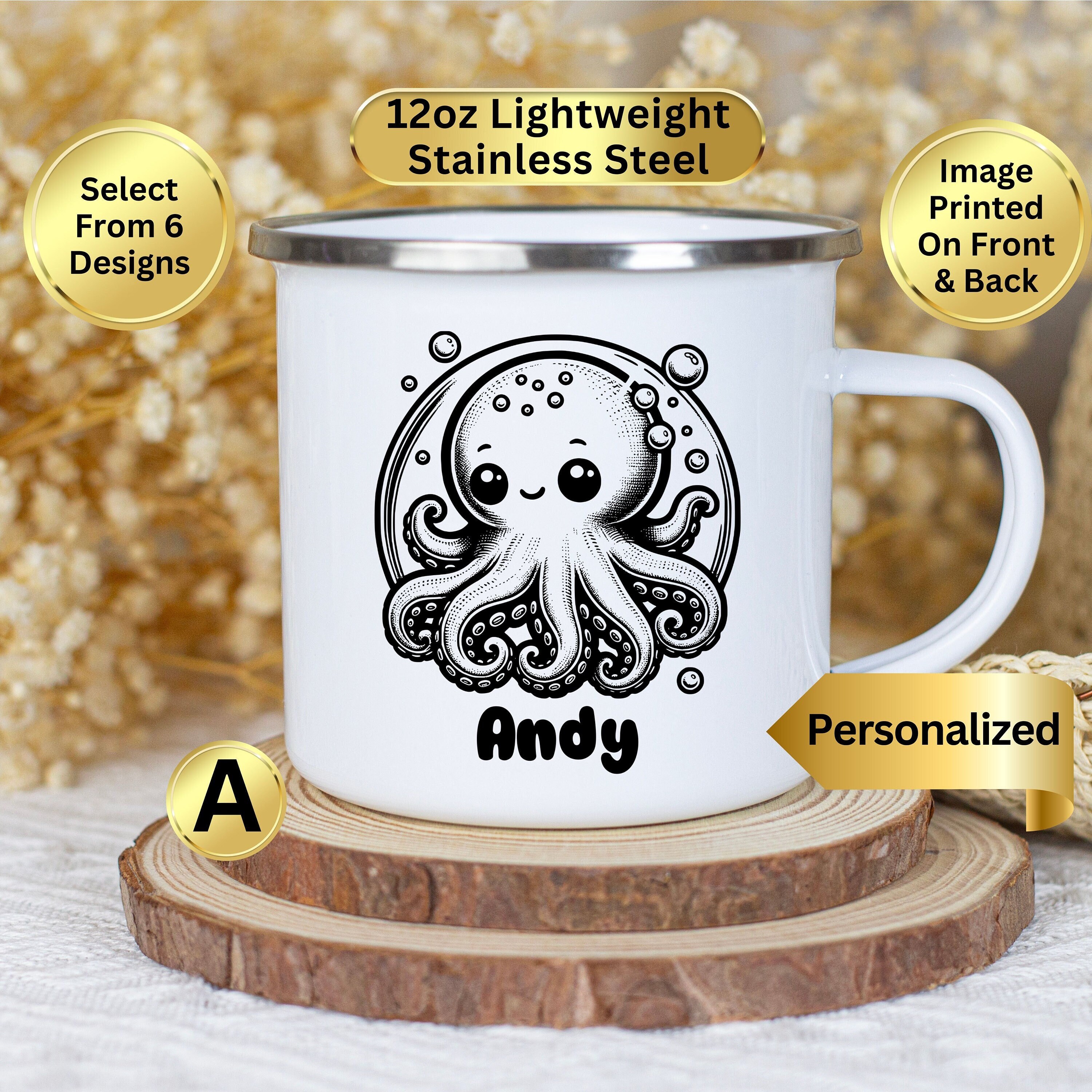 Personalized Unbreakable Kid's Octopus Mug Birthday Gift, Custom ...