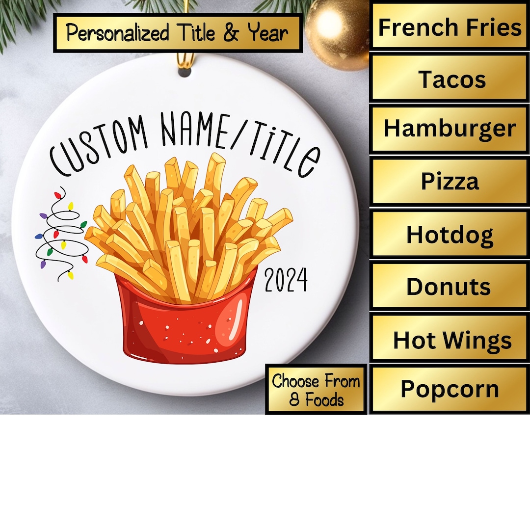 Personalized French Fries Ceramic Christmas Ornament Gift, Custom ...
