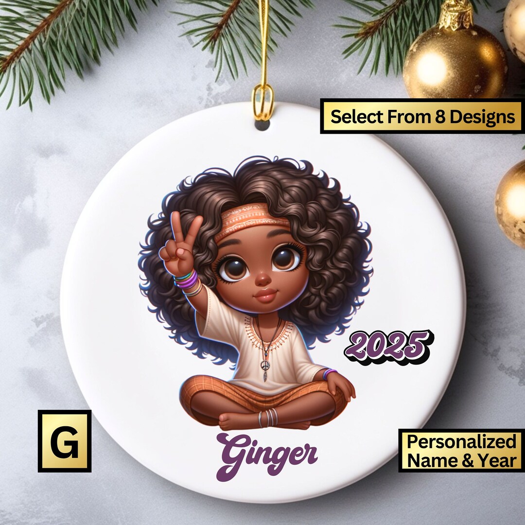 Personalized Ceramic Hippie Peace and Love Christmas Ornament ...