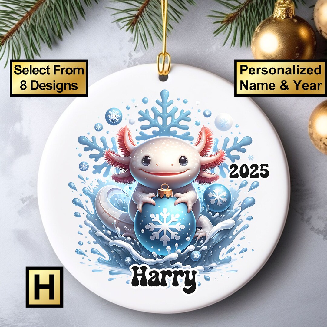 Personalized Cute Axolotl Lover Ceramic Christmas Ornament Gift ...