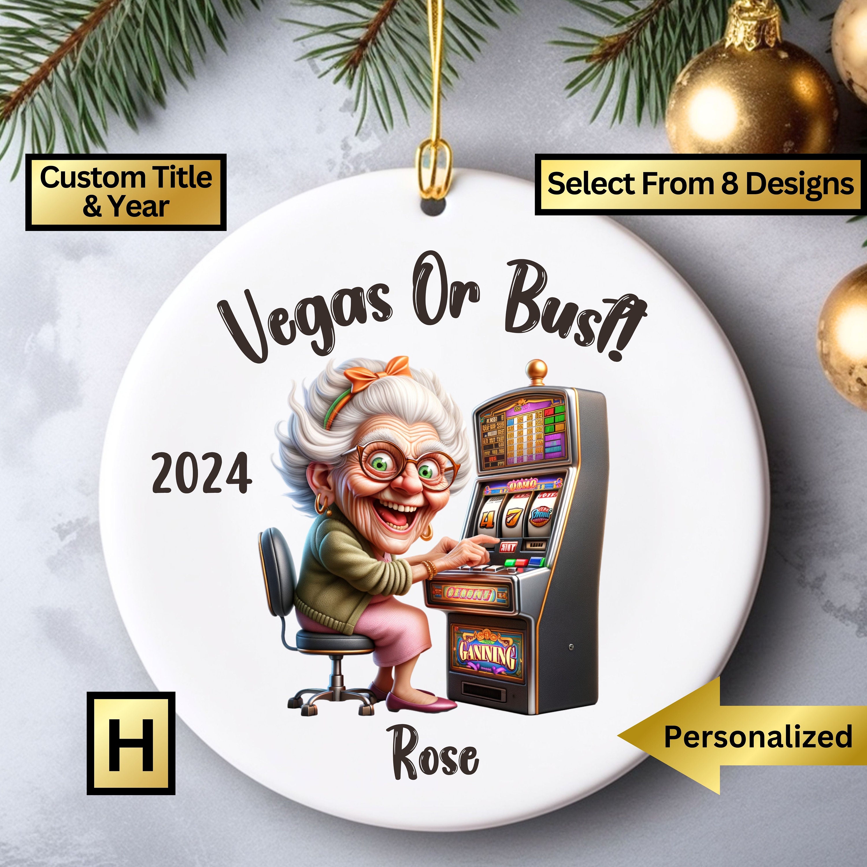Personalized Funny Grandma Gambling Christmas Ornament Gift ...