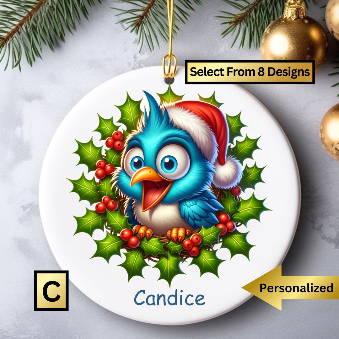 Personalized Ceramic Funny Bird Christmas Ornament, Customizable Unique ...