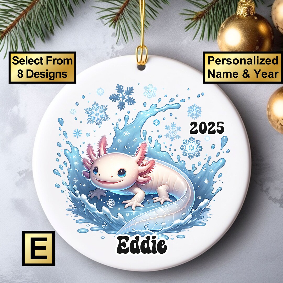 Personalized Cute Axolotl Lover Ceramic Christmas Ornament Gift ...