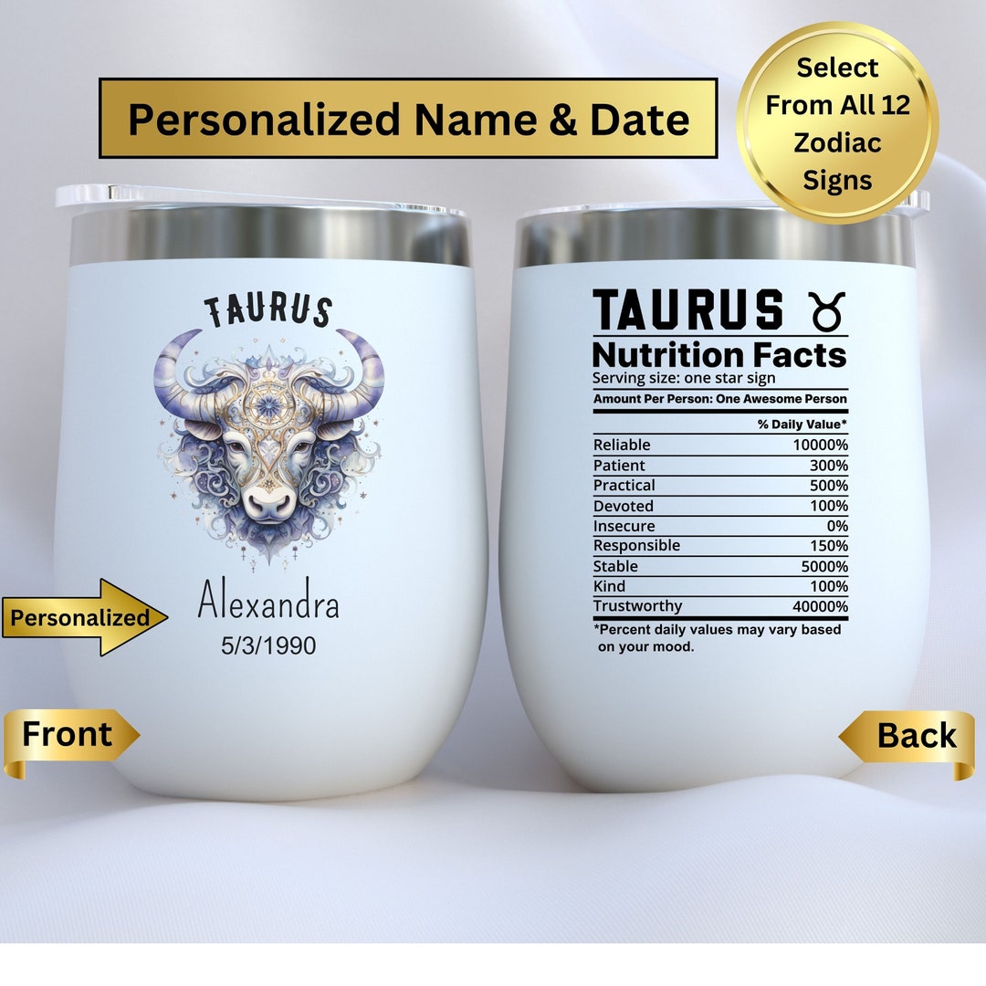 Personalized Taurus Zodiac Sign Wine Tumbler Birthday Gift for Her ...