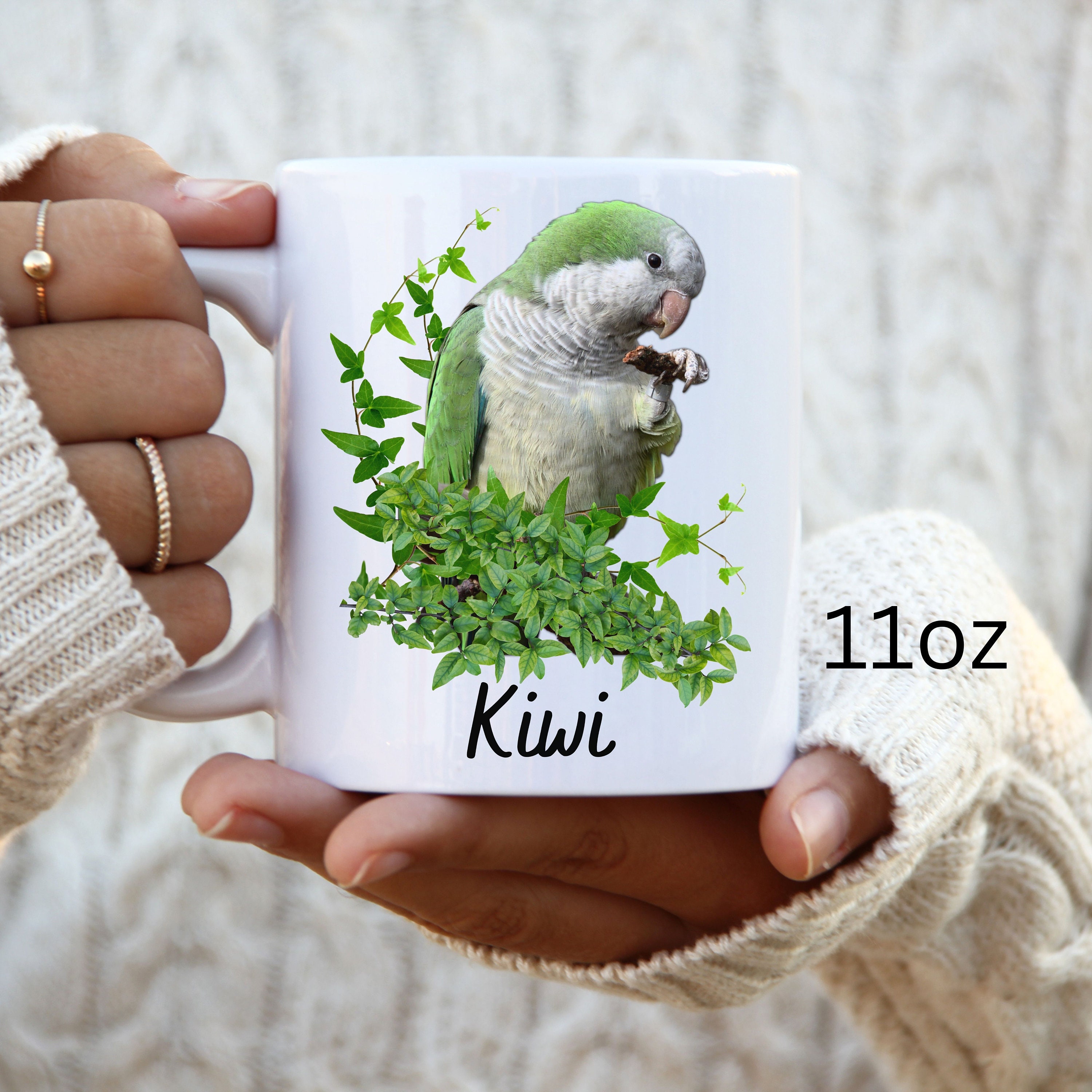 Personalized Quaker Parrot Coffee Mug Birthday Gift, Custom Coffee Mug ...