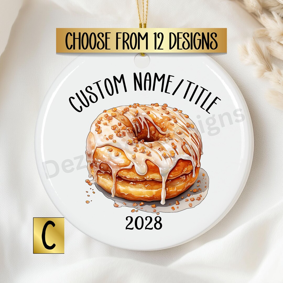 Personalized Donut Ceramic Christmas Ornament Gift, Custom Keepsake for ...