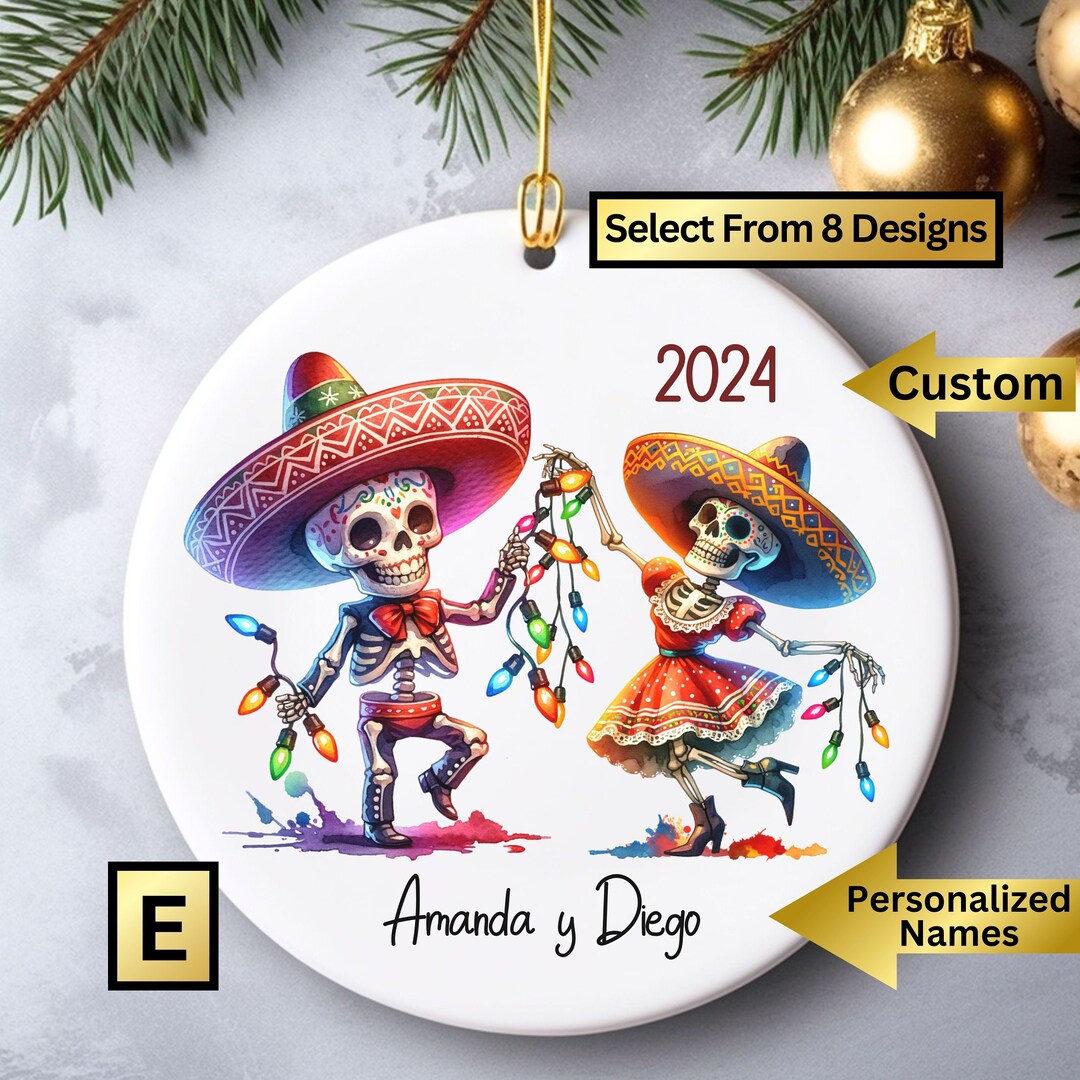 Personalized Ceramic Cute Day of the Dead Dancing Skeletons Christmas ...