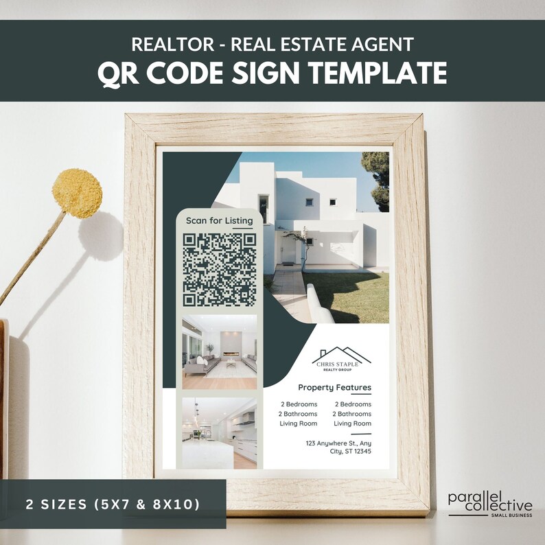 QR Code Sign Real Estate Realtor Template Open House - Etsy