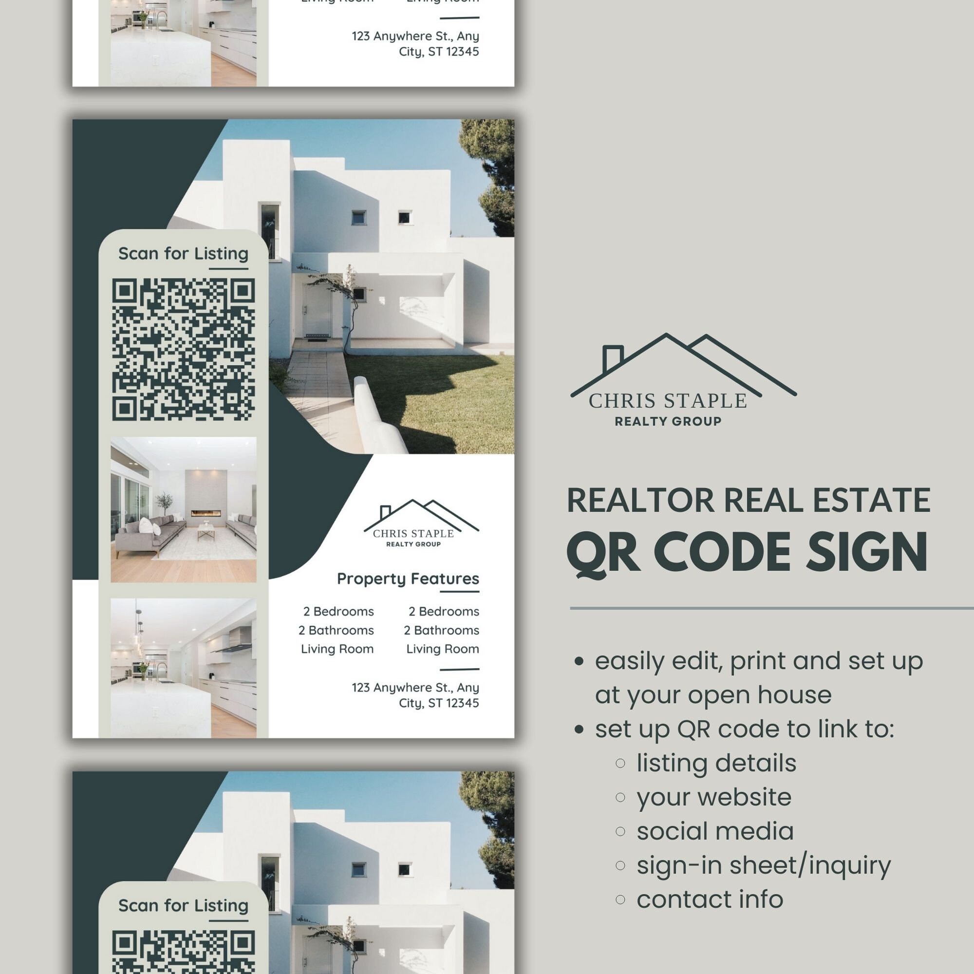 QR Code Sign Real Estate Realtor Template Open House - Etsy