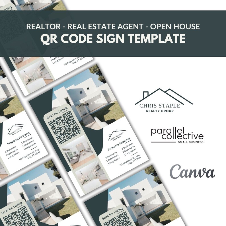 QR Code Sign Real Estate Realtor Template Open House - Etsy