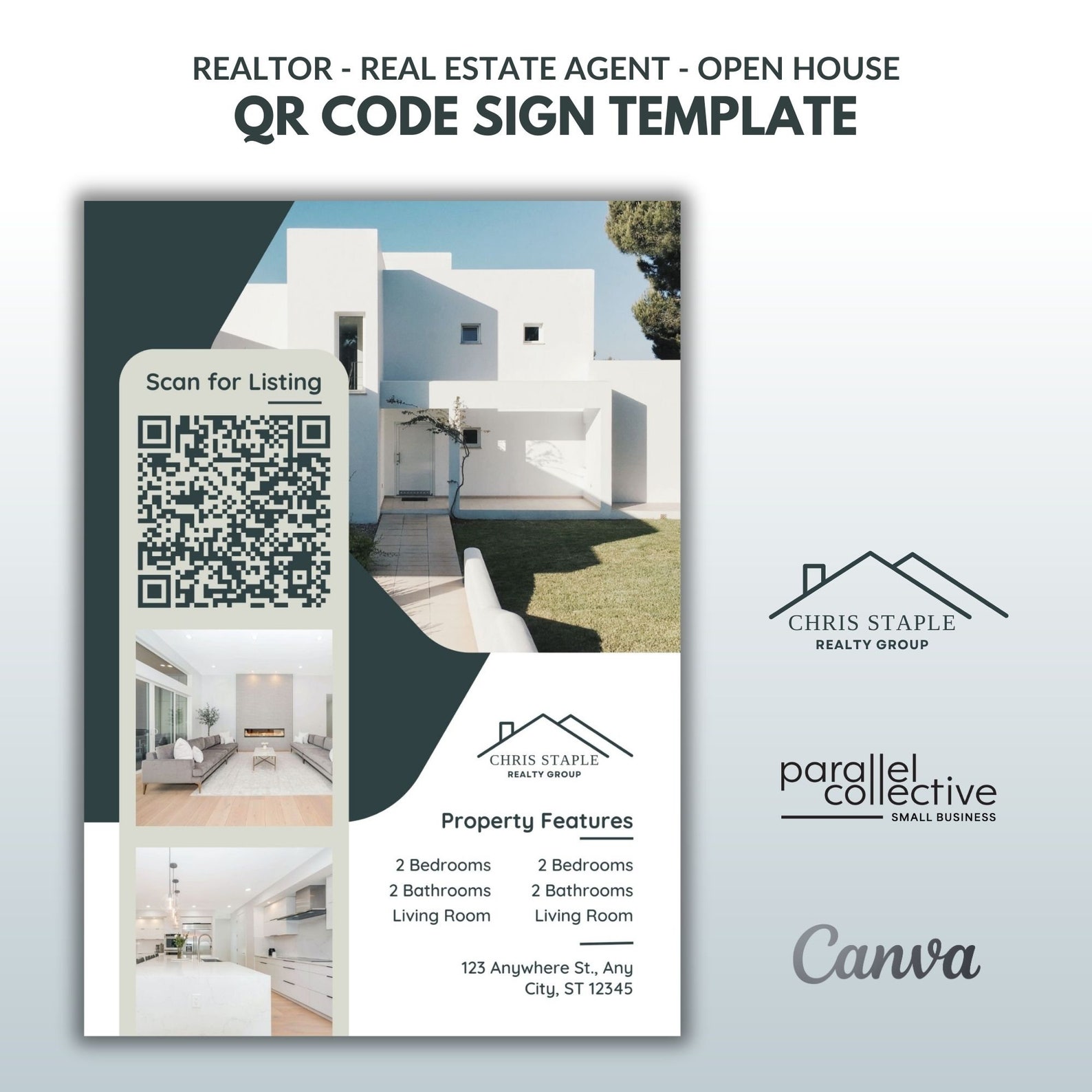QR Code Sign Real Estate Realtor Template Open House - Etsy