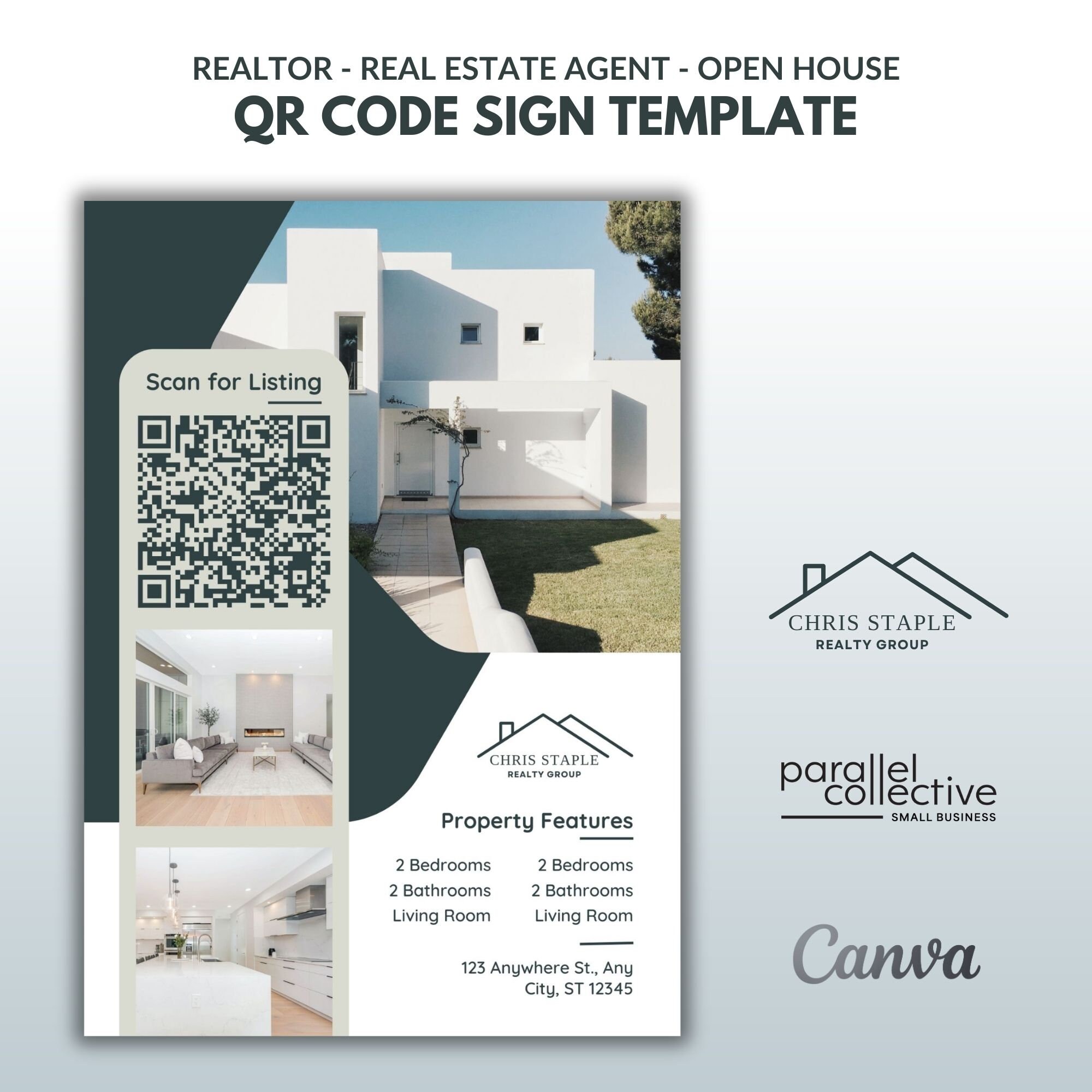QR Code Sign Real Estate Realtor Template Open House - Etsy