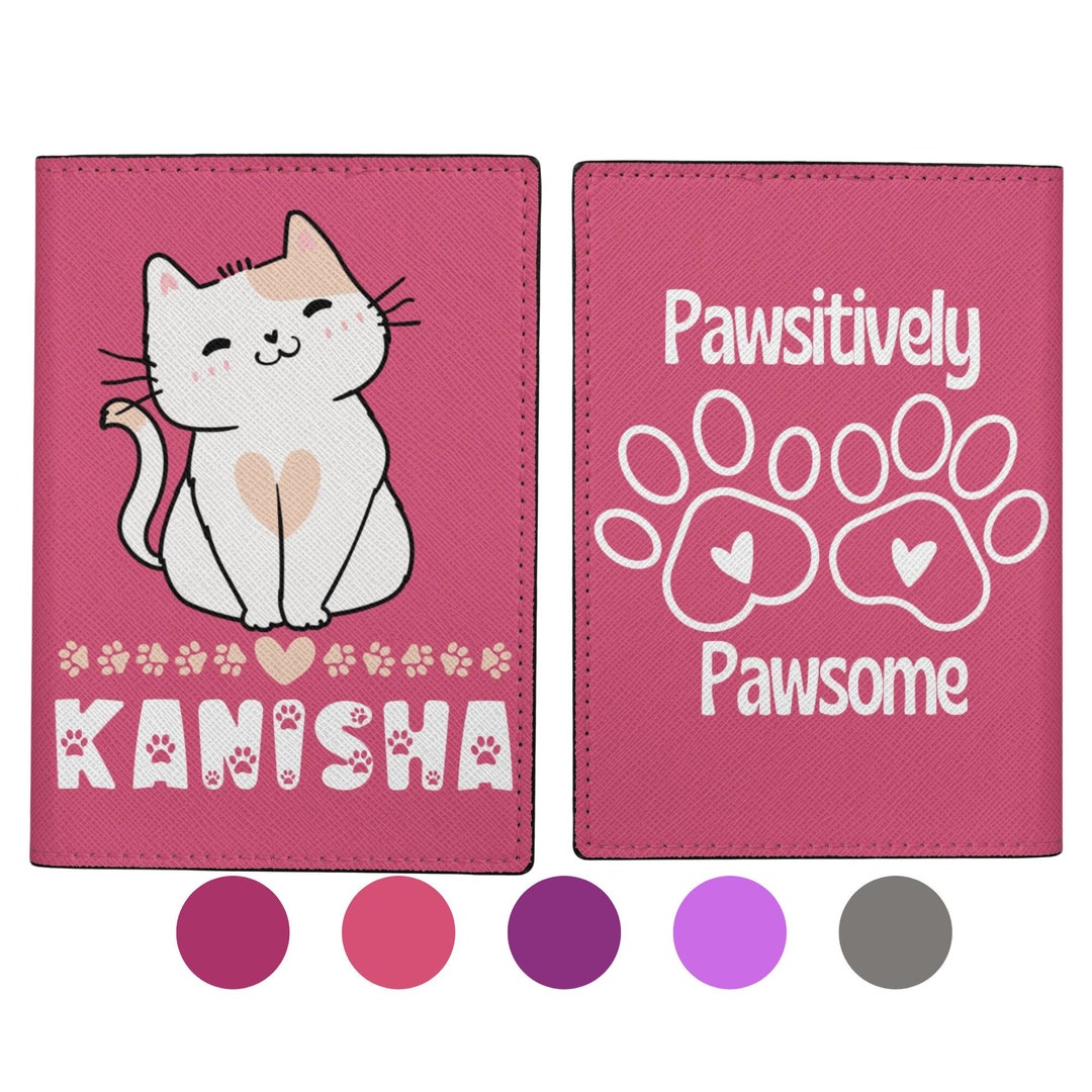 Personalized Kitty Passport Cover, Custom Leather Passport Wallet, Kids ...
