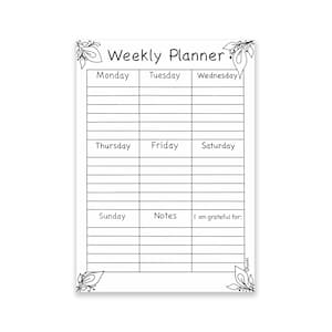 Blank Weekly Schedule, Weekly Calendar Printable Pdf, Black and White ...