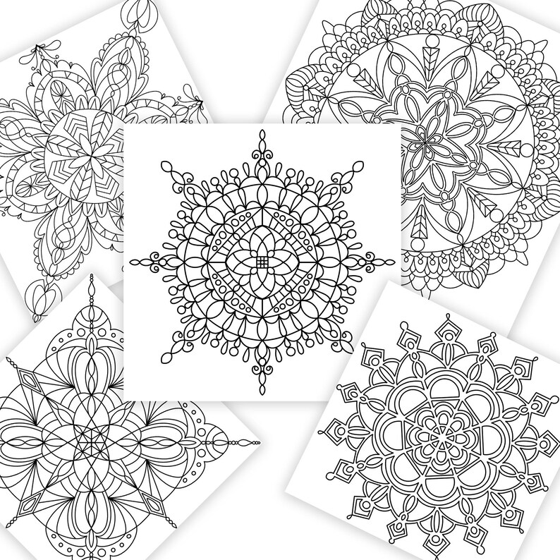 10 Page Hand Drawn Printable Mandala Coloring Book Flower Mandala ...
