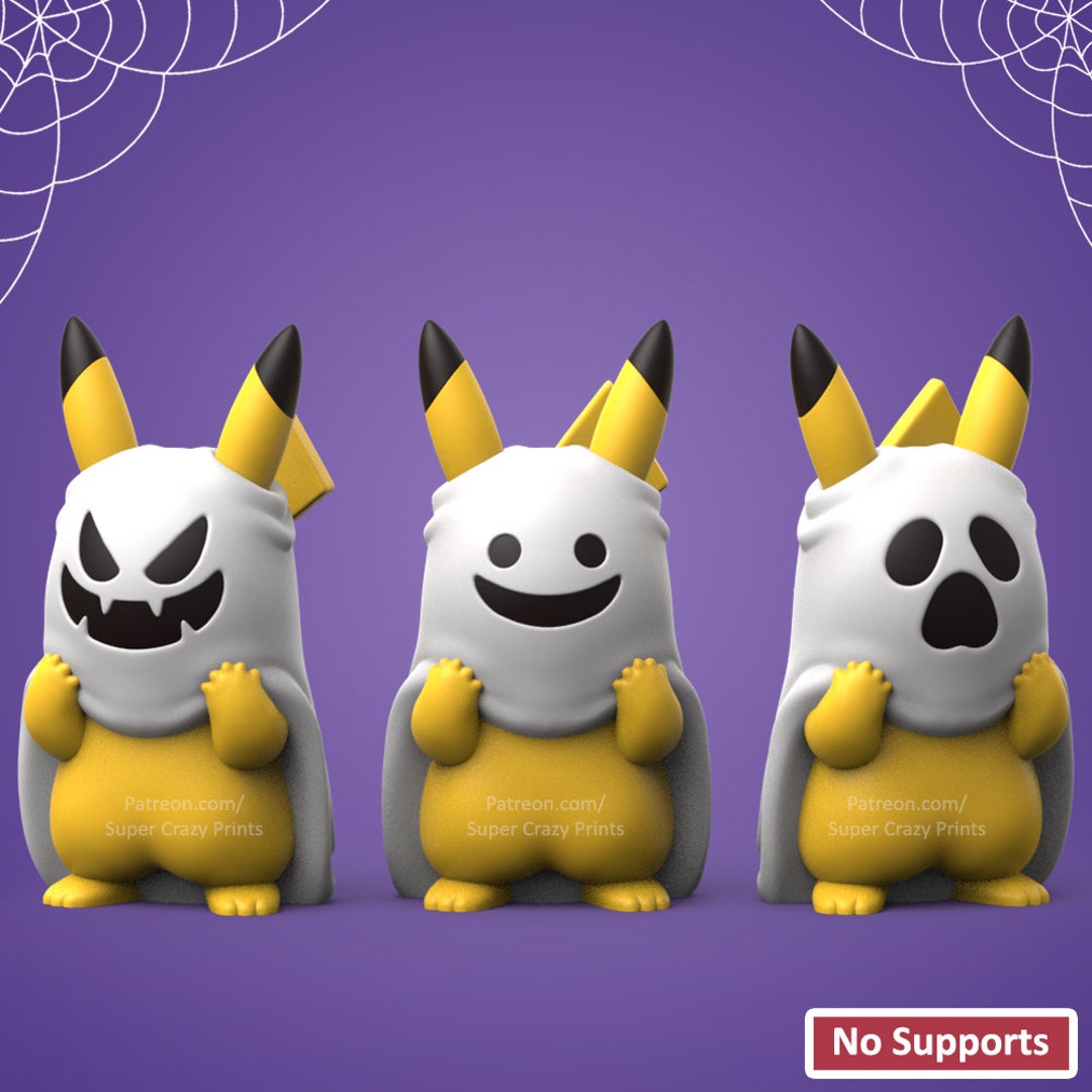 Pokémon Halloween Ghost Pikachu 3 and 6 Inch Figures 3D - Etsy