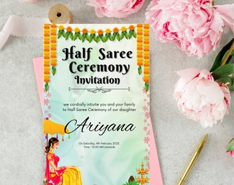 Buy Puberty Ceremony Invitation Half-saree Ceremony Invitation Online ...