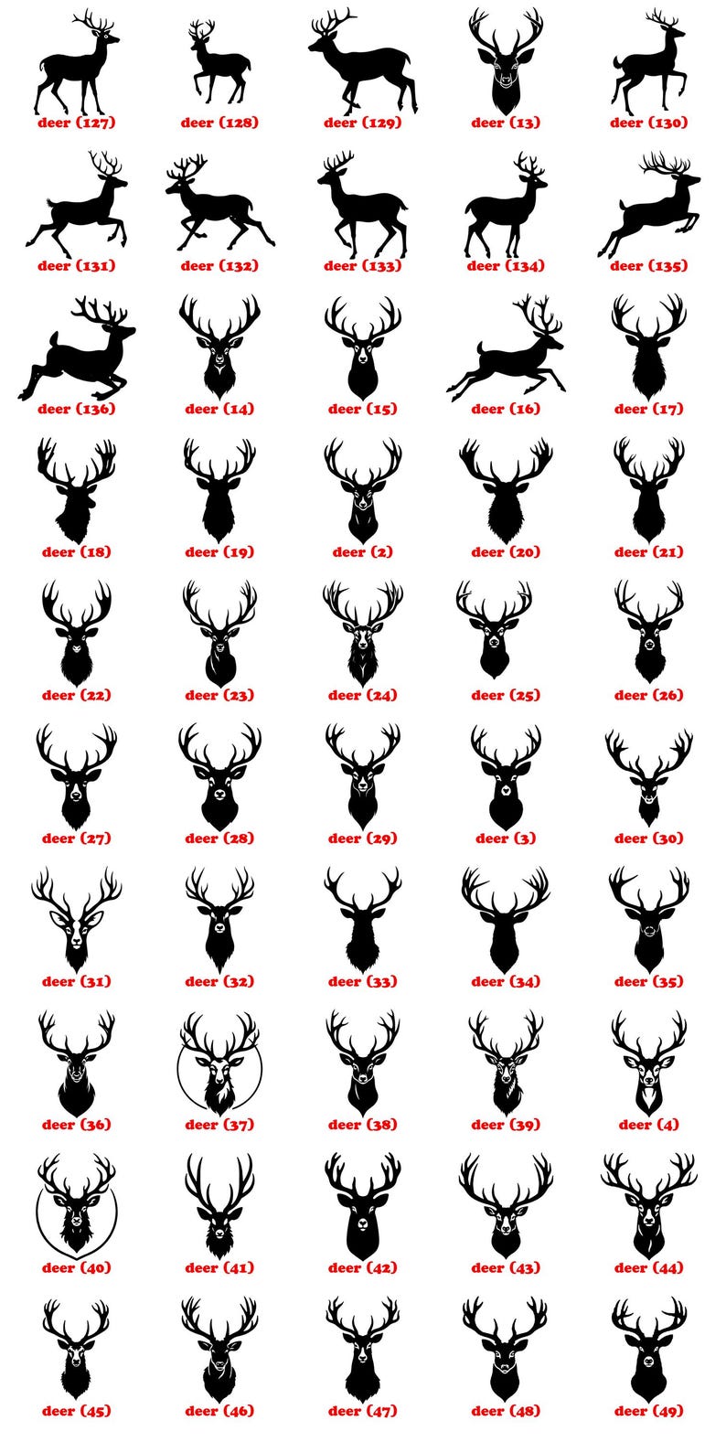 Deer Antler Silhouette Laser Engrave Files, Coaster Design (SVG, PNG ...