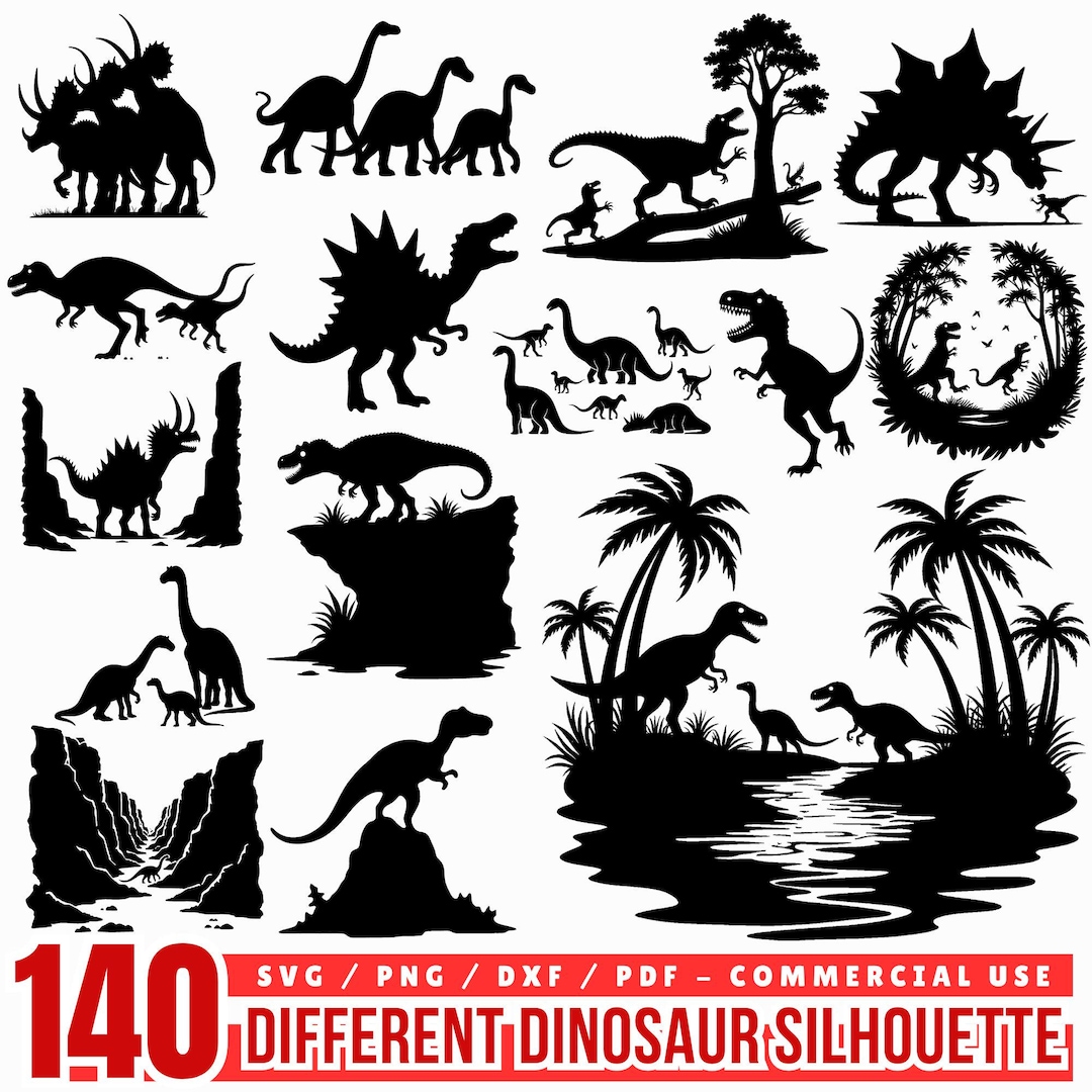 Dinosaur Silhouette SVG Bundle, Cricut Cut Files (commercial Use) - Etsy