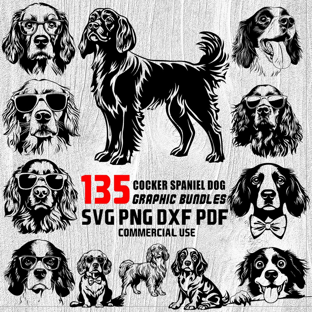 Cocker Spaniel Dog Graphic Bundle Cut File Designs Svg Files Bundle ...