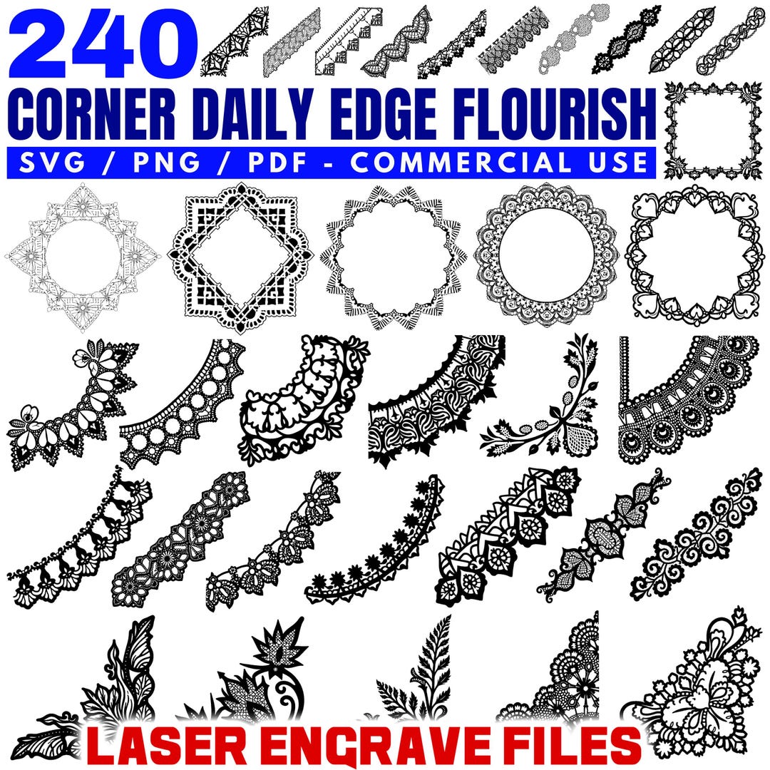 Laser Engraved Corner Doily Designs: SVG PNG PDF (commercial Use) - Etsy