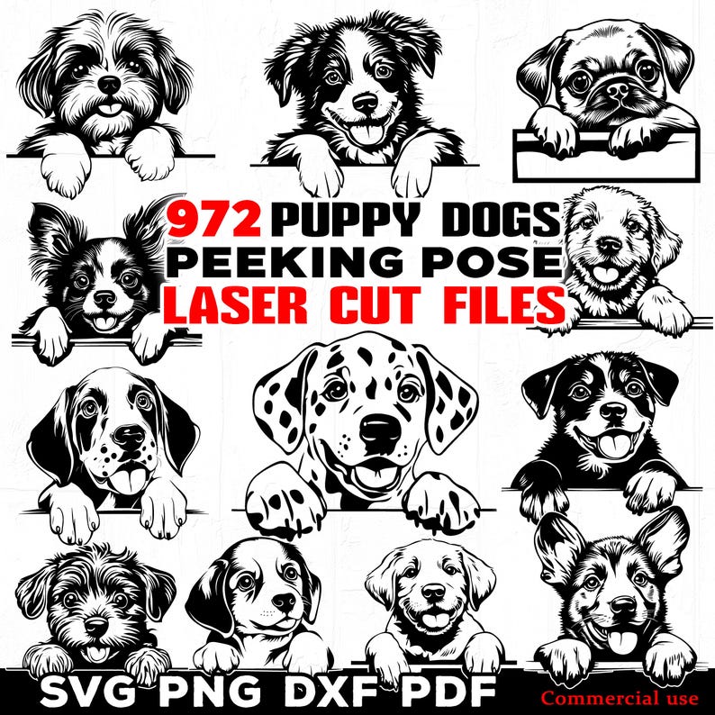 Puppy Dogs Peeking Pose Laser Cut Files (svg, Dxf, Pdf & Png) - Etsy ...