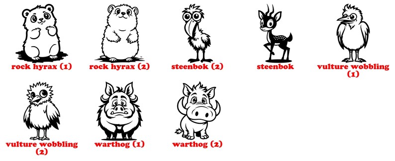 Safari Derpy Cute Svg Png Pdf & Dxf Bundle Fun Animal Designs Instant ...