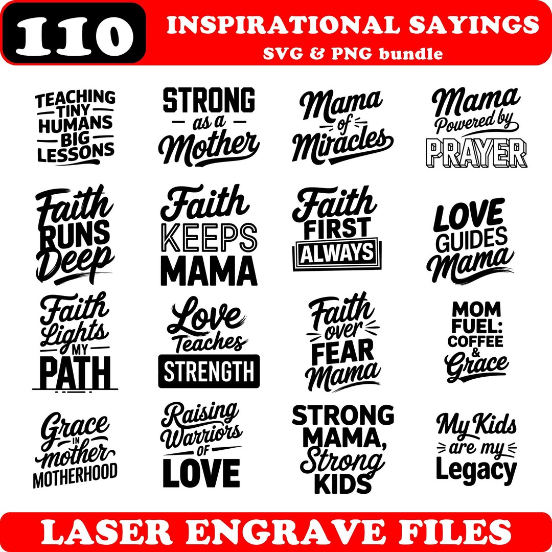 Mom Life Inspirational Sayings Laser Engrave Files (SVG, PNG, PDF) - Etsy