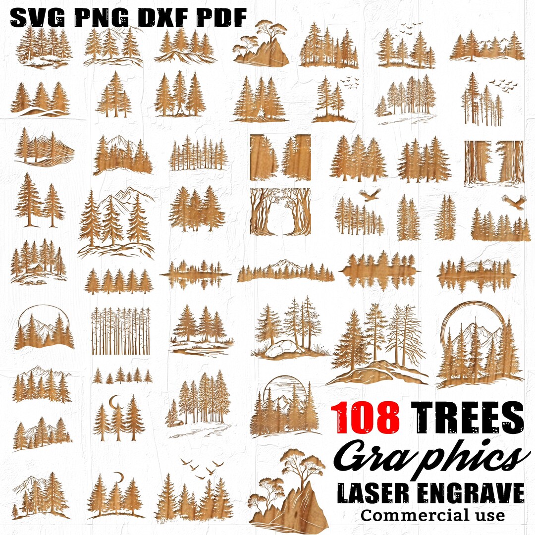 Laser Engraving Files Trees Graphics Bundle Creative Art Bundles Svg ...