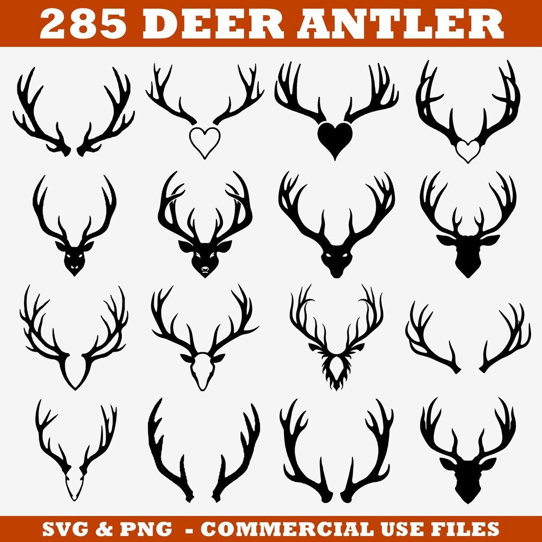 Deer Antler Silhouette Clipart Bundle, SVG PNG PDF (commercial Use) - Etsy