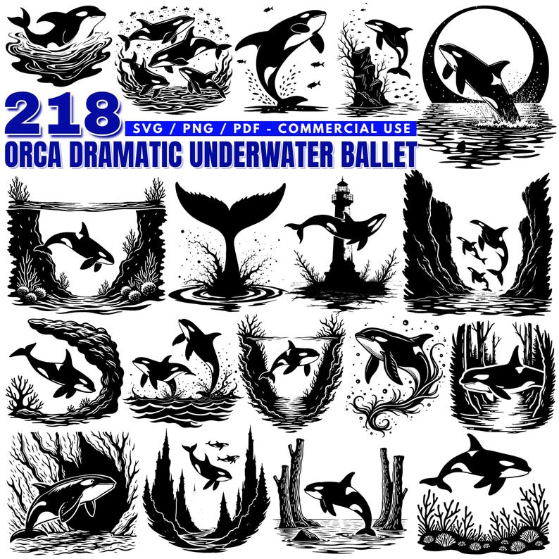 Orca Ballet SVG Bundle | Underwater Whale Clipart for Crafts & Projects ...