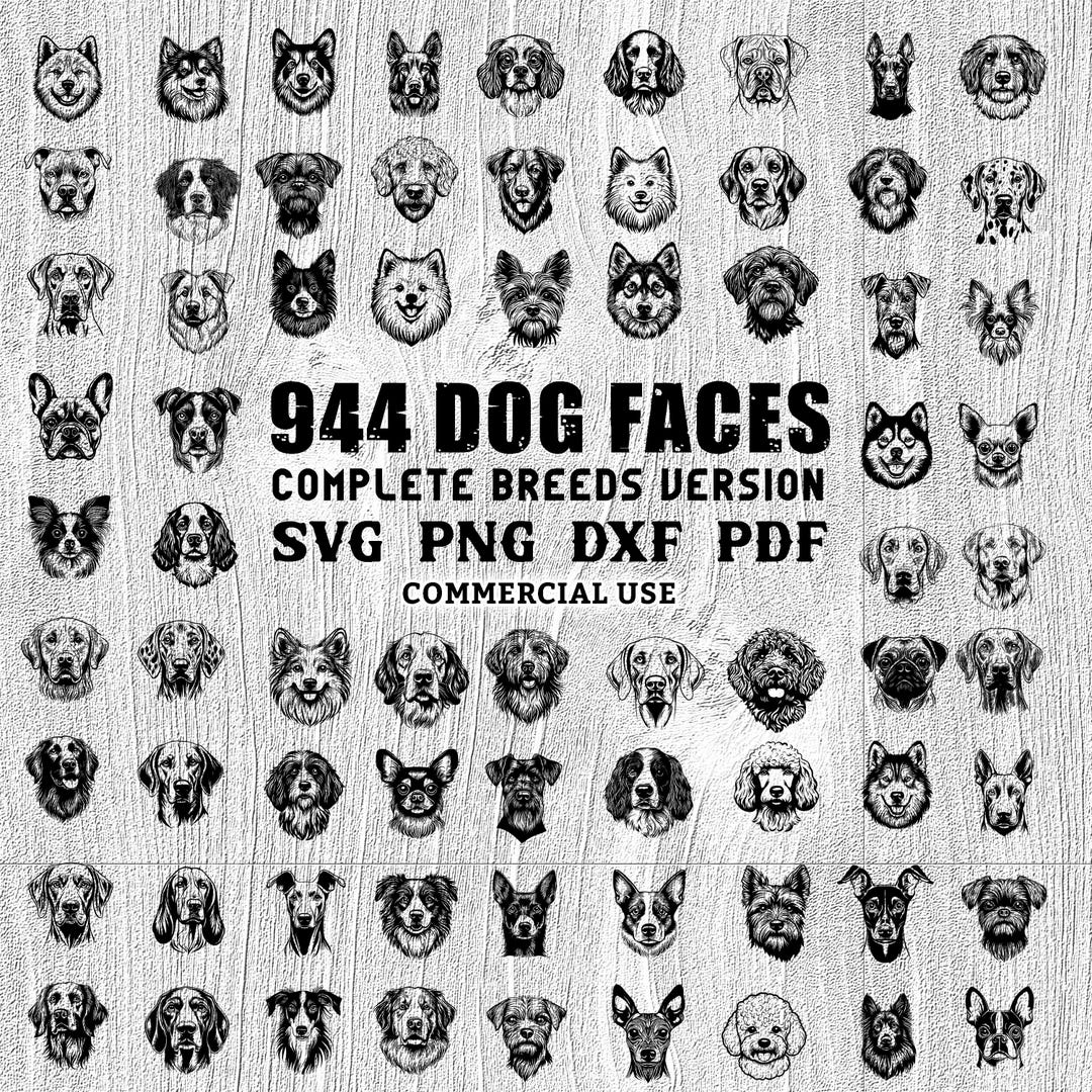 Dogs 944 Faces Complete Breeds Version Cut File Designs Svg Files ...