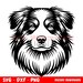 Australian Shepherd Aussie Dog Head Face Pet Lover Svg, Dxf, Png Files ...