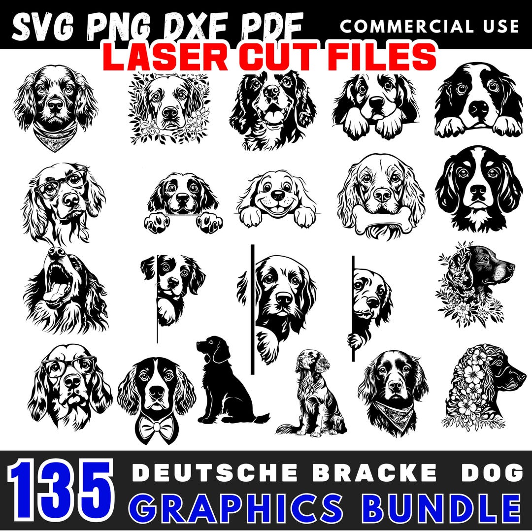 Laser Cut Files English Cocker Spaniel Dog Bundle Graphics Cuttable ...